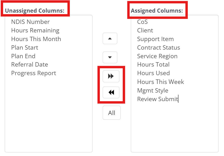 Support Coordination Client List - Filter and Sort